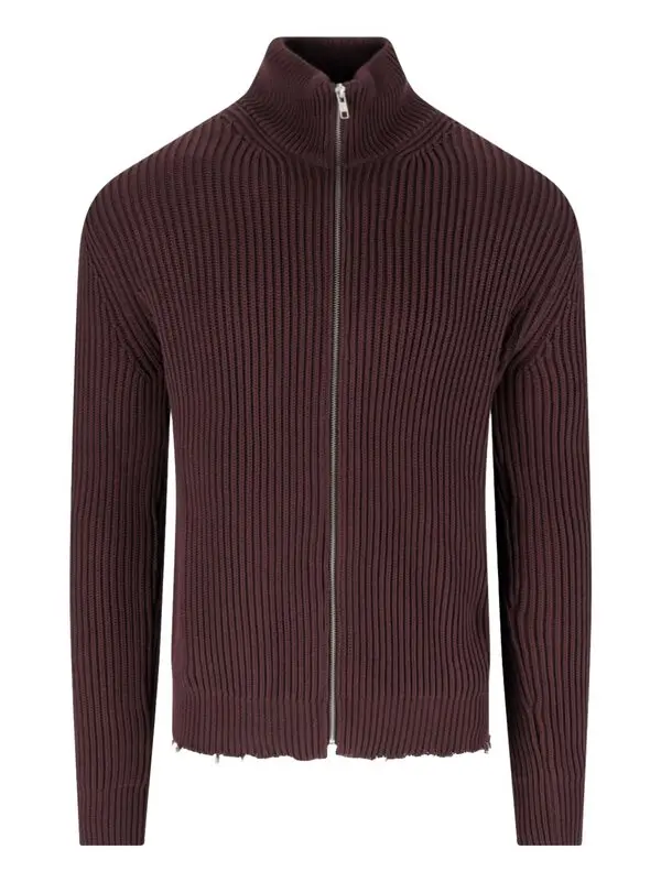 MAISON MARGIELA Ribbed Zip Sweater - Brown