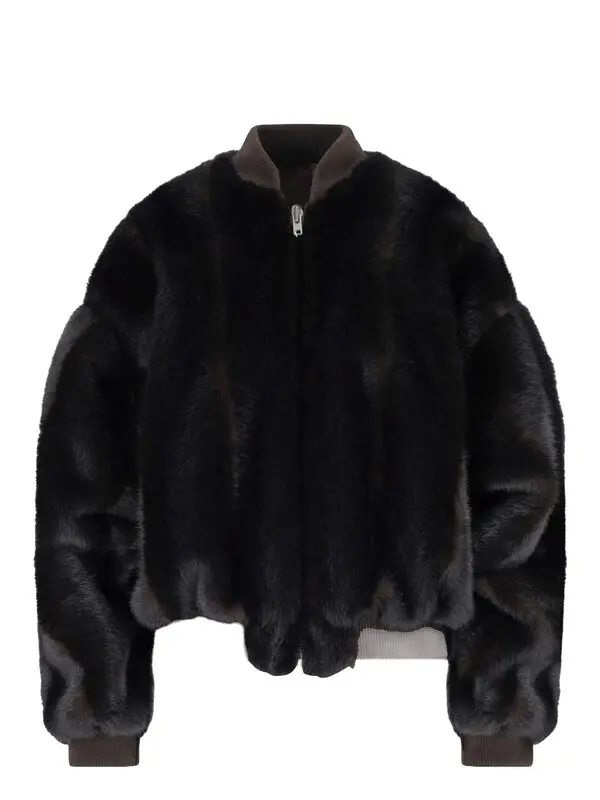 MAISON MARGIELA Faux Fur Bomber Jacket - Brown