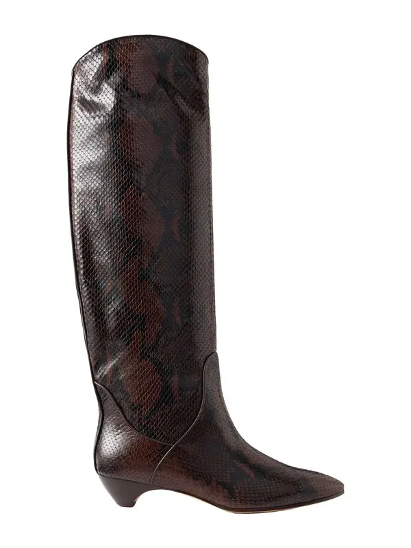 Le Monde Beryl Allegra 25 Snake-effect Leather Knee Boots - Snake Print
