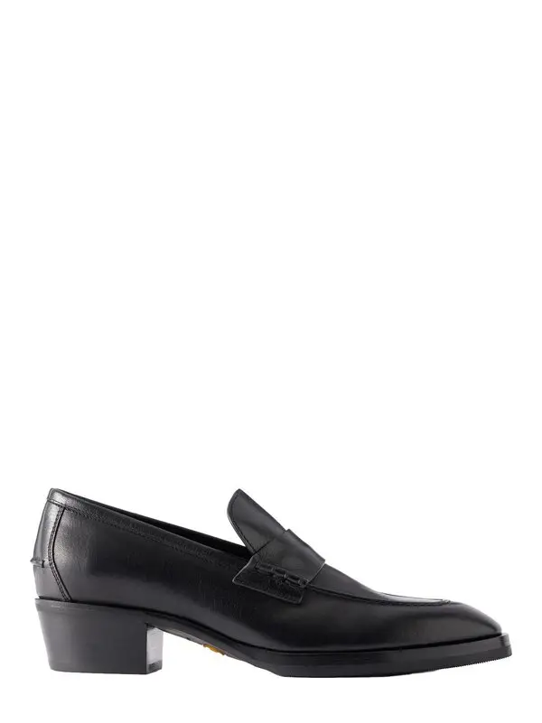 JIMMY CHOO Wilder Leather Loafers With Stacked Heel - Black