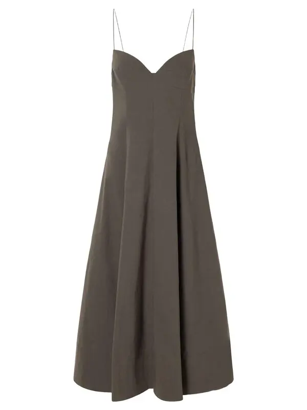 ST. AGNI Cami Stretch Cotton-blend Poplin Midi Dress - Brass