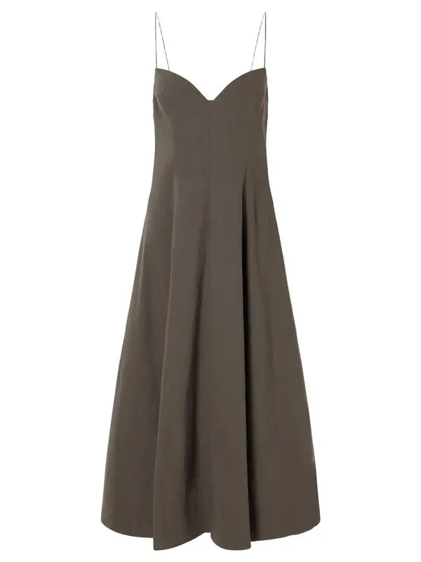 ST. AGNI Cami Stretch Cotton-blend Poplin Midi Dress - Metallic