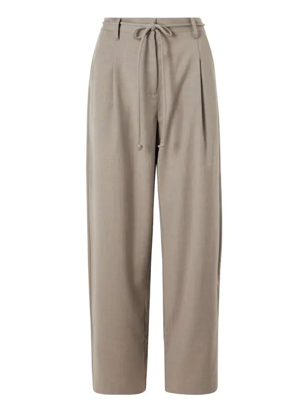 ST. AGNI Pleated Wool-blend Barrel-leg Pants - Taupe