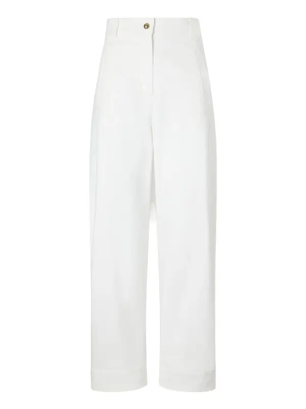 Max Mara Adorni High-rise Tapered Stretch-cotton Pants - White