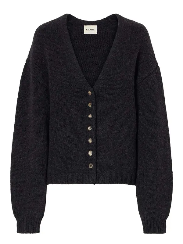 Khaite Axel Cashmere Cardigan - Dark Gray
