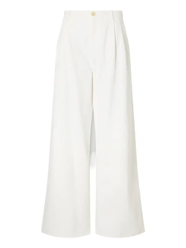 JIL SANDER Pleated Cotton-twill Wide-leg Pants - White