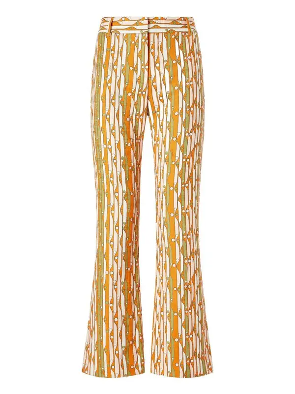 La DoubleJ Printed Stretch-cotton Mid-rise Flared Pants - Pink