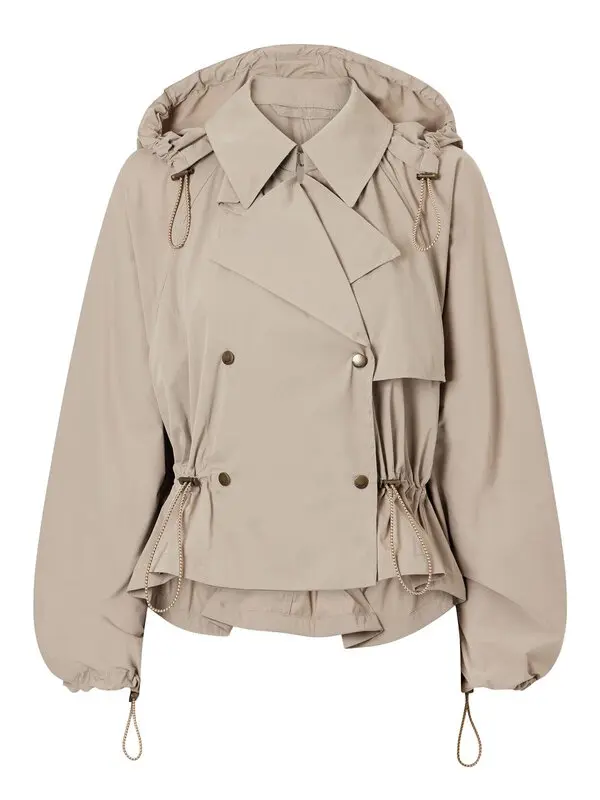 Burberry Cropped Shell Jacket With Drawstring Detailing - Neutrals