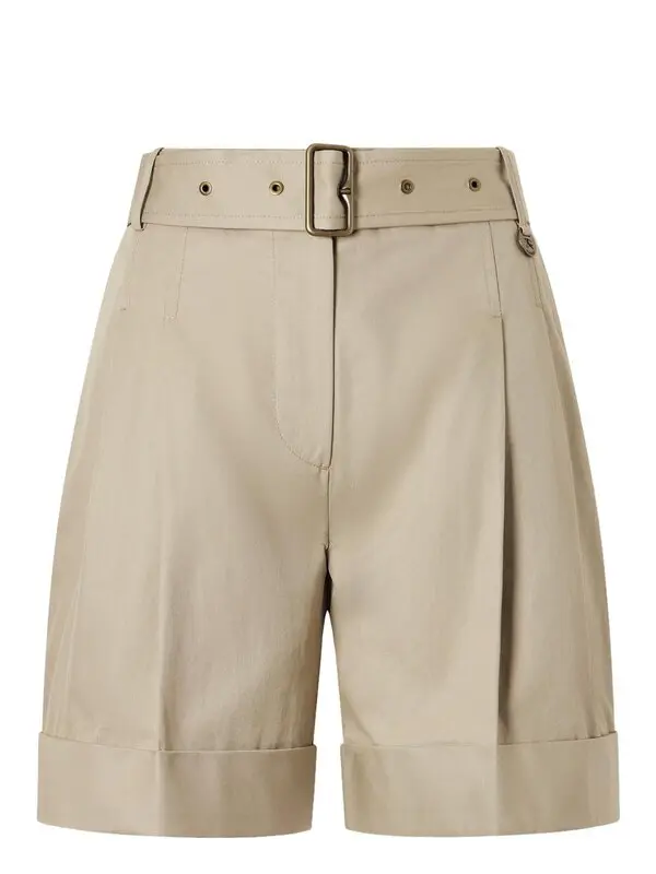 Burberry Belted Cotton-gabardine Shorts - Neutrals