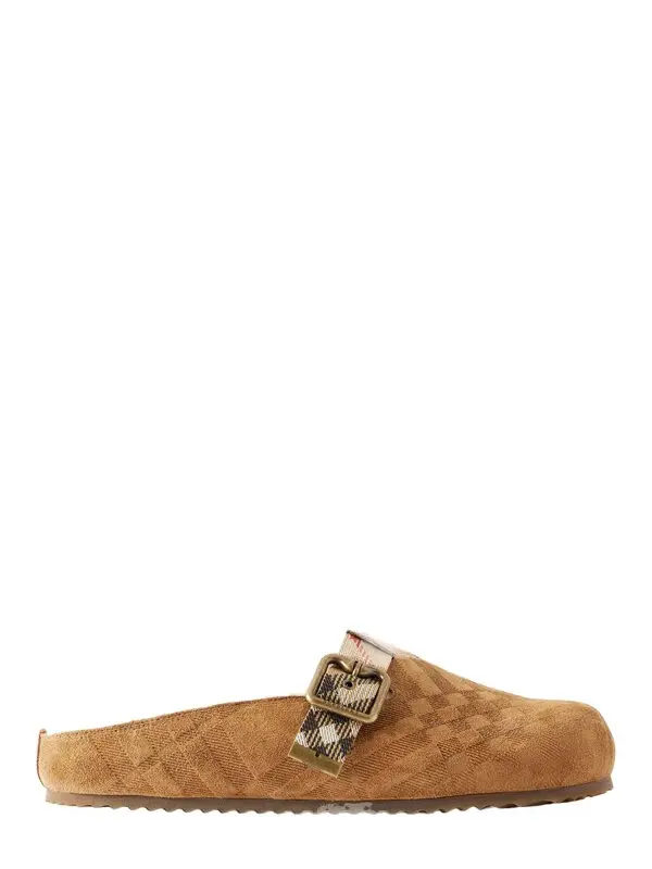 Burberry Shearling-trimmed Suede Clogs - Tan