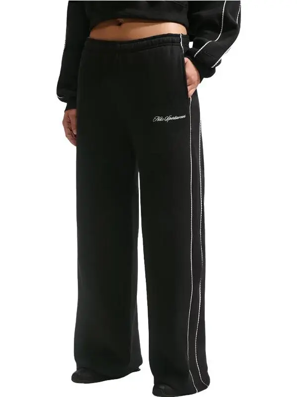 Nike Studio Fleece Mid-rise Wide-leg Pants - Black