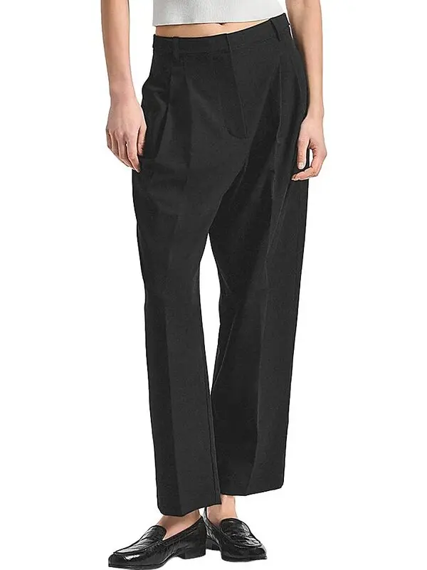 Derek Lam 10 Crosby Asher Tropical Stretch Suiting Pleated Trousers - Black