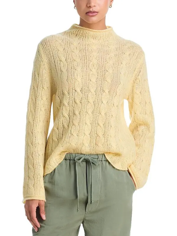 Guest In Residence Cable Knit Mock Neck Sweater - Butter