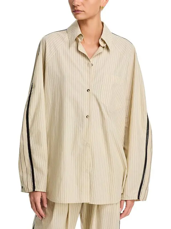 Nanushka Arsemia Striped Cotton Shirt - Creme Patchwork