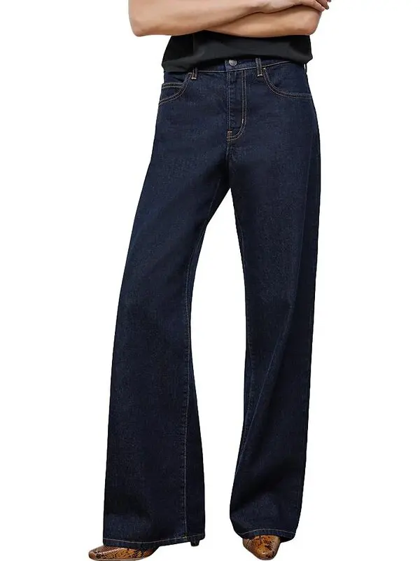Staud Gus Mid Rise Relaxed Fit Jeans - Indigo