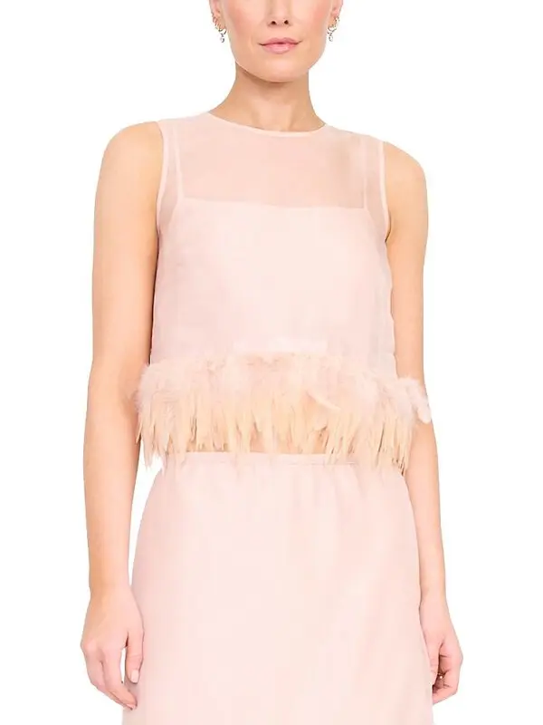 Staud Avi Feather Trim Top - Sandrose