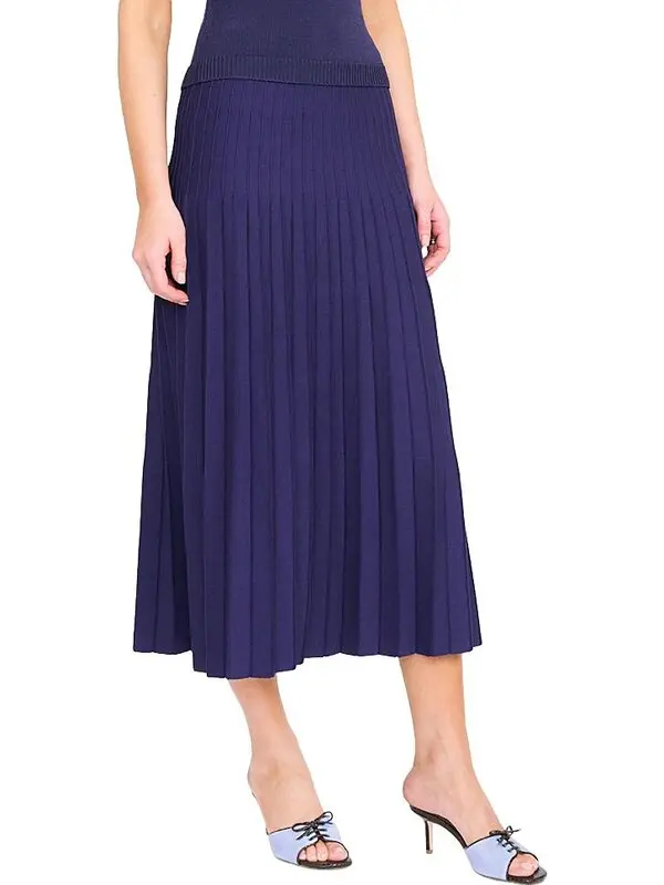 Staud Lena Pleated Midi Skirt - Midnight