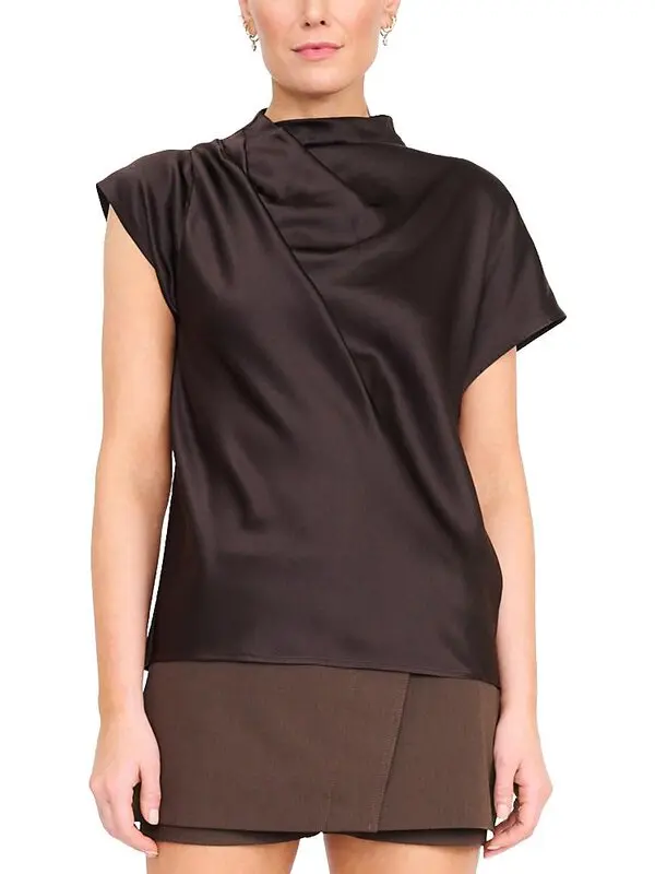Staud Davina Silk Blend Top - Earth