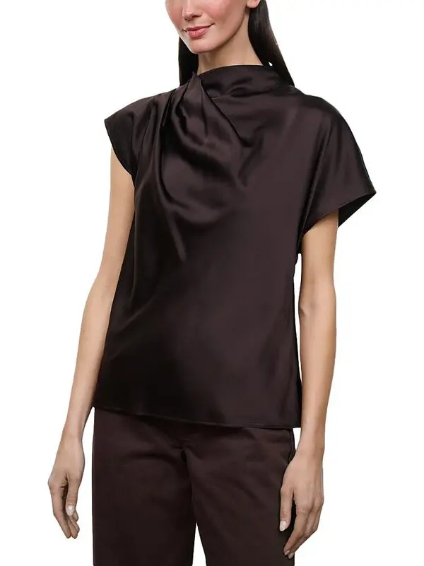 Staud Davina Silk Blend Top - Earth