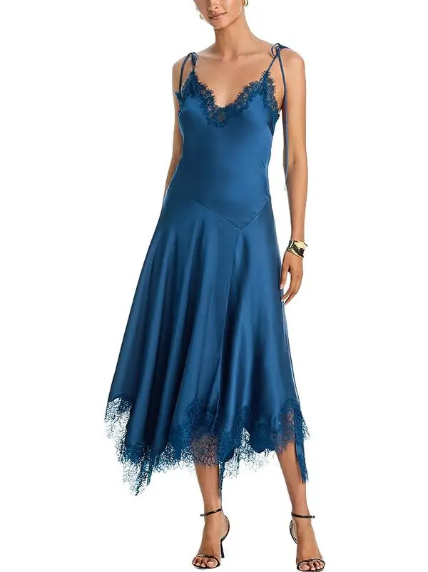 A.L.C. Aleena Lace Trim Midi Dress - Ash Blue