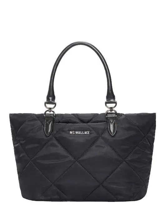 Mz Wallace Small Madison East/west Quilted Nylon Tote - Black