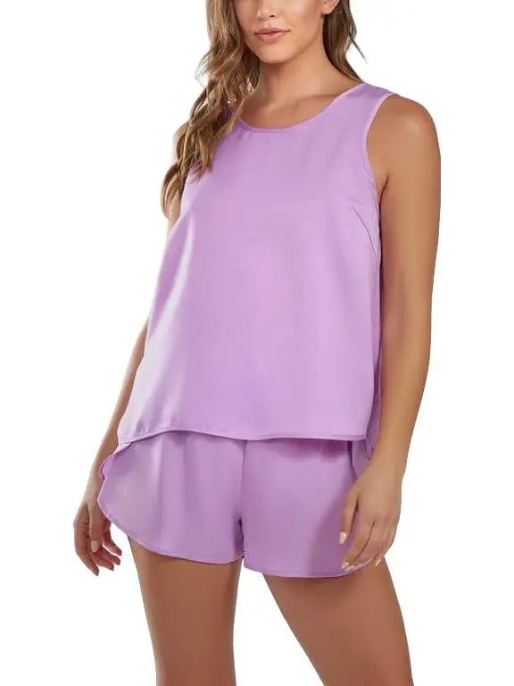 ICOLLECTION Satin Sleeveless Top And Shorts Set - Purple