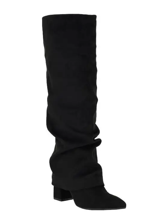 Guess Geima Pointed Toe Slouch Foldover Boot - Black