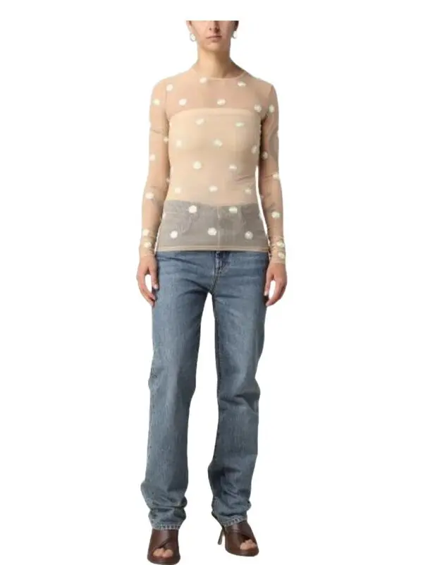 Sportmax Floral Embroidered Long-sleeve Top - Nude