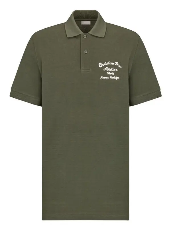 Dior Logo Embroidered Polo Shirt - Green