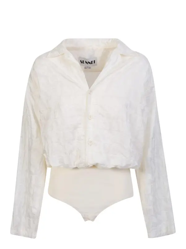 Sunnei Logo Jacquard Buttoned Bodysuit - White