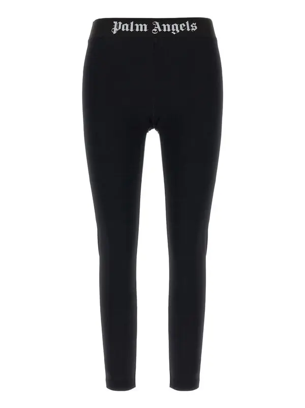 Palm Angels Logo Waistband Stretched Leggings - Black