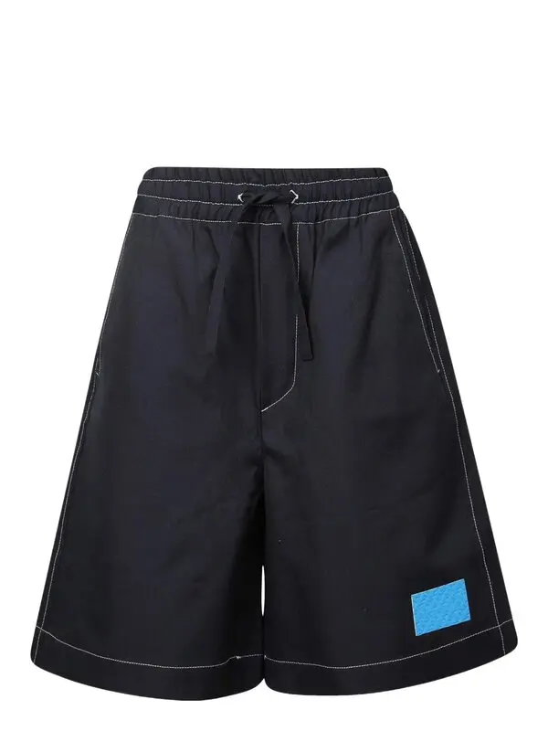 Sunnei Wide Leg Elastic Waist Shorts - Black