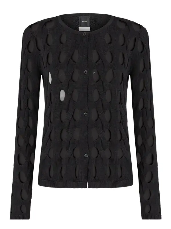Pinko Crewneck Open Knitted Cardigan - Black
