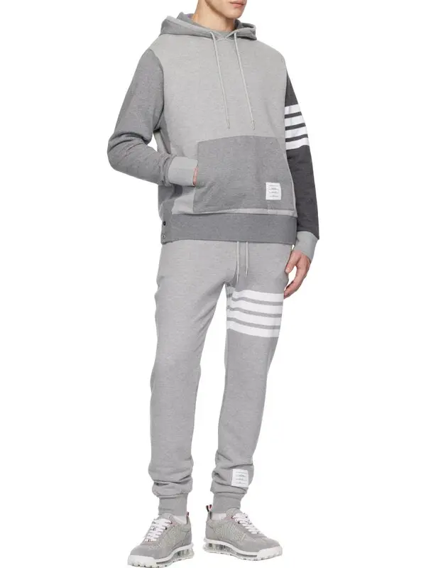 Thom Browne Drawstring Hoodie With Four-bar Detail - Grey