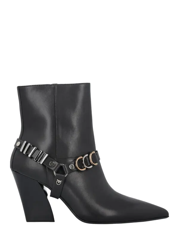 Pinko Pointed Toe Ankle Boots With Zip Closure - Black