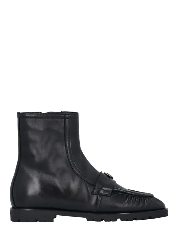 Pinko Love Birds Logo Plaque Booties - Black