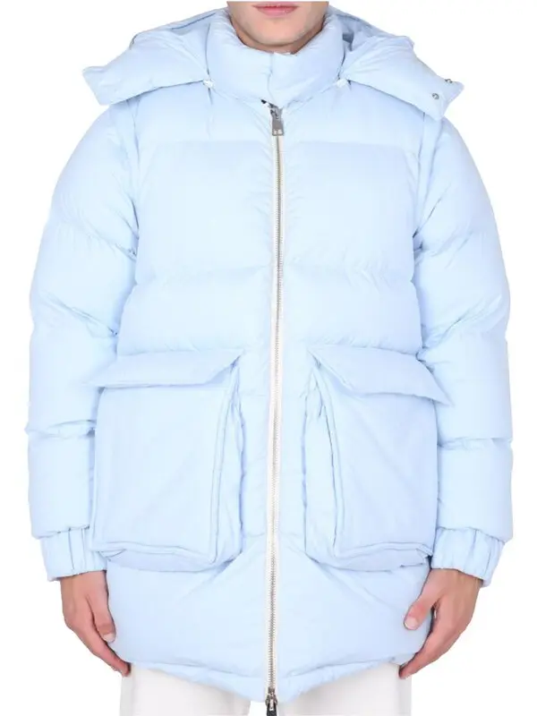 Sunnei Detachable Hood And Sleeve Cotton-padded Jacket - Blue