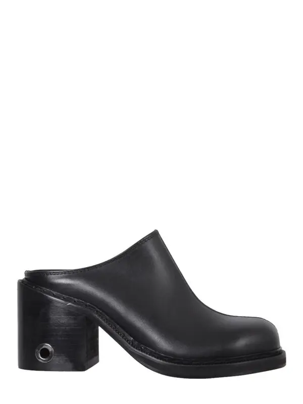 Sunnei High-heeled Mules In Smooth Leather - Black