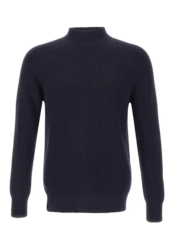 GRAN SASSO Ribbed High-neck Sweater - Blue