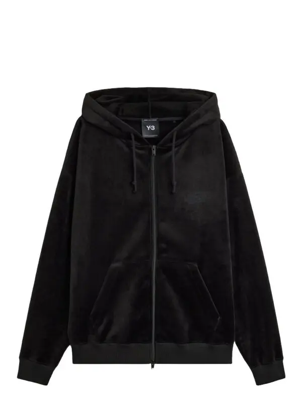 Y3 Velvet Corduroy Zip Hoodie - Black