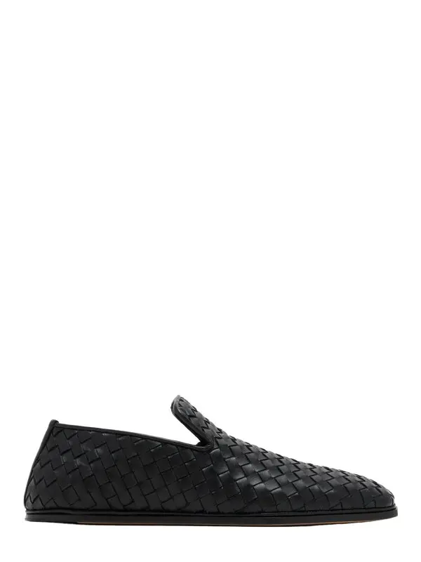 Bottega Veneta Square-toe Woven Loafers - Black
