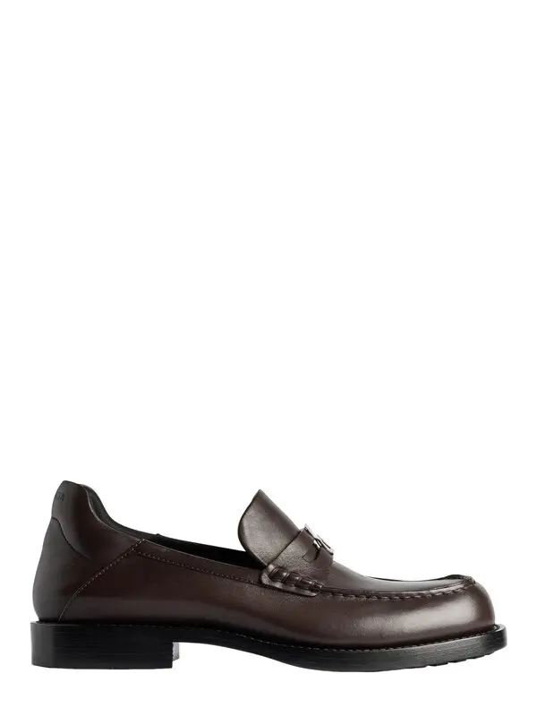 Balenciaga Square Toe Loafers With Removable B Logo - Mocha