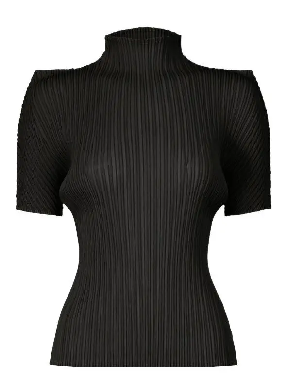 Issey Miyake Box Shoulder Pleats Top - Black