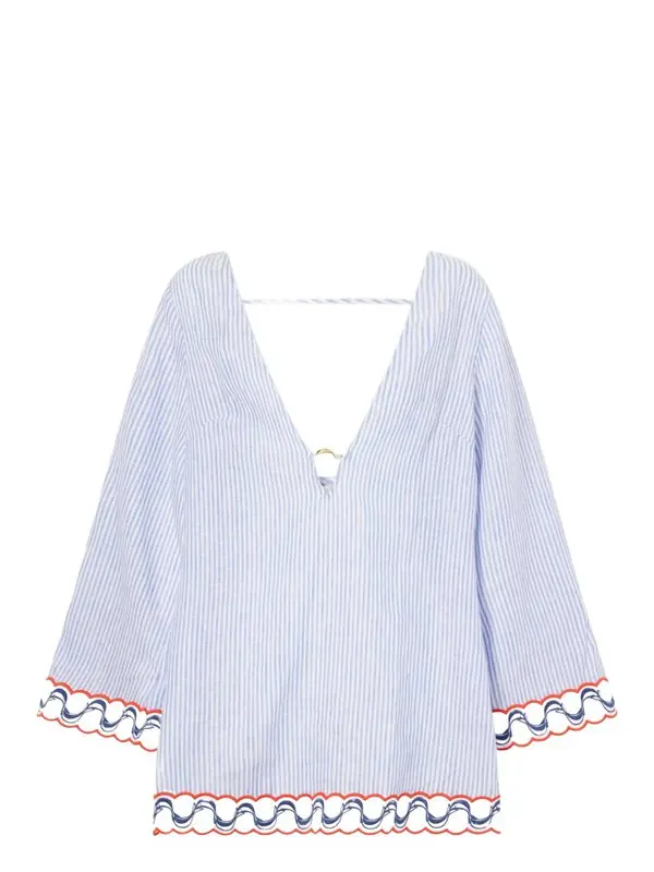 Farm Rio Embroidered Striped Cover-up - White