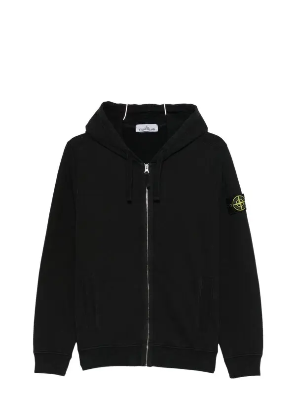 Stone Island Zipper Hoodie - Black