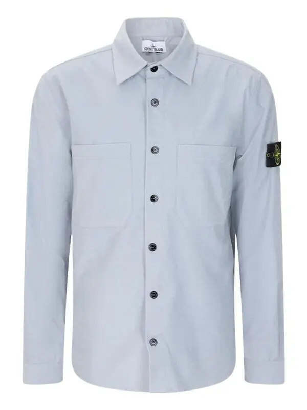Stone Island Logo Patch Long Sleeved Shirt - White