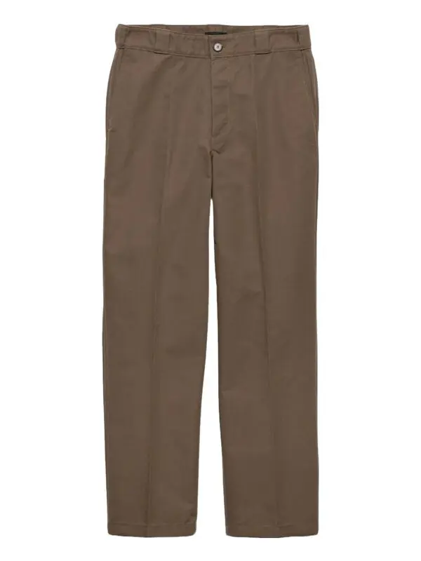 Prada Logo-plaque Straight-leg Trousers - Brown