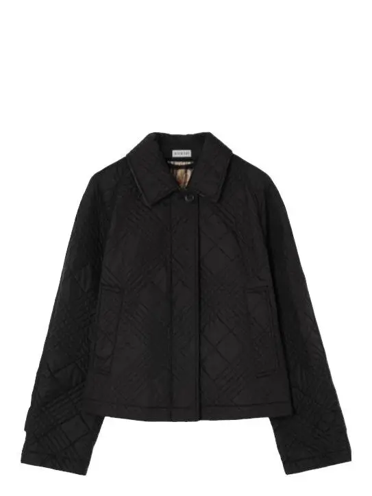 Burberry Quilted Nylon Cropped Jacket - Black