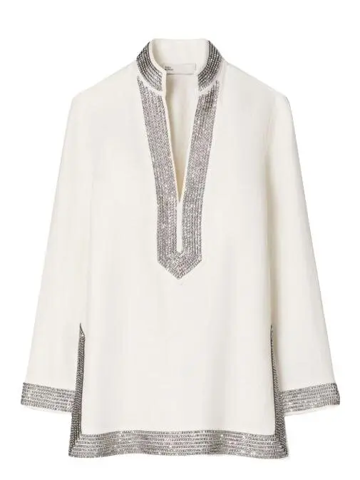 Tory Burch Embellished Linen Tunic - No