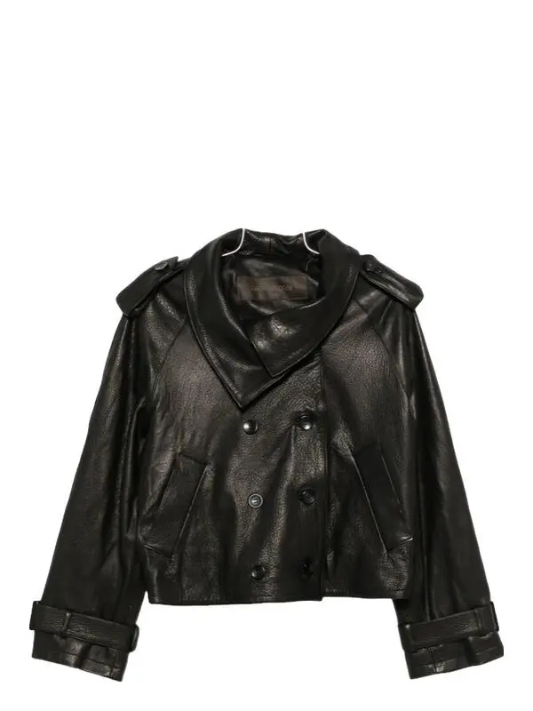 GIORGIO BRATO Long Sleeve Leather Jacket - Black